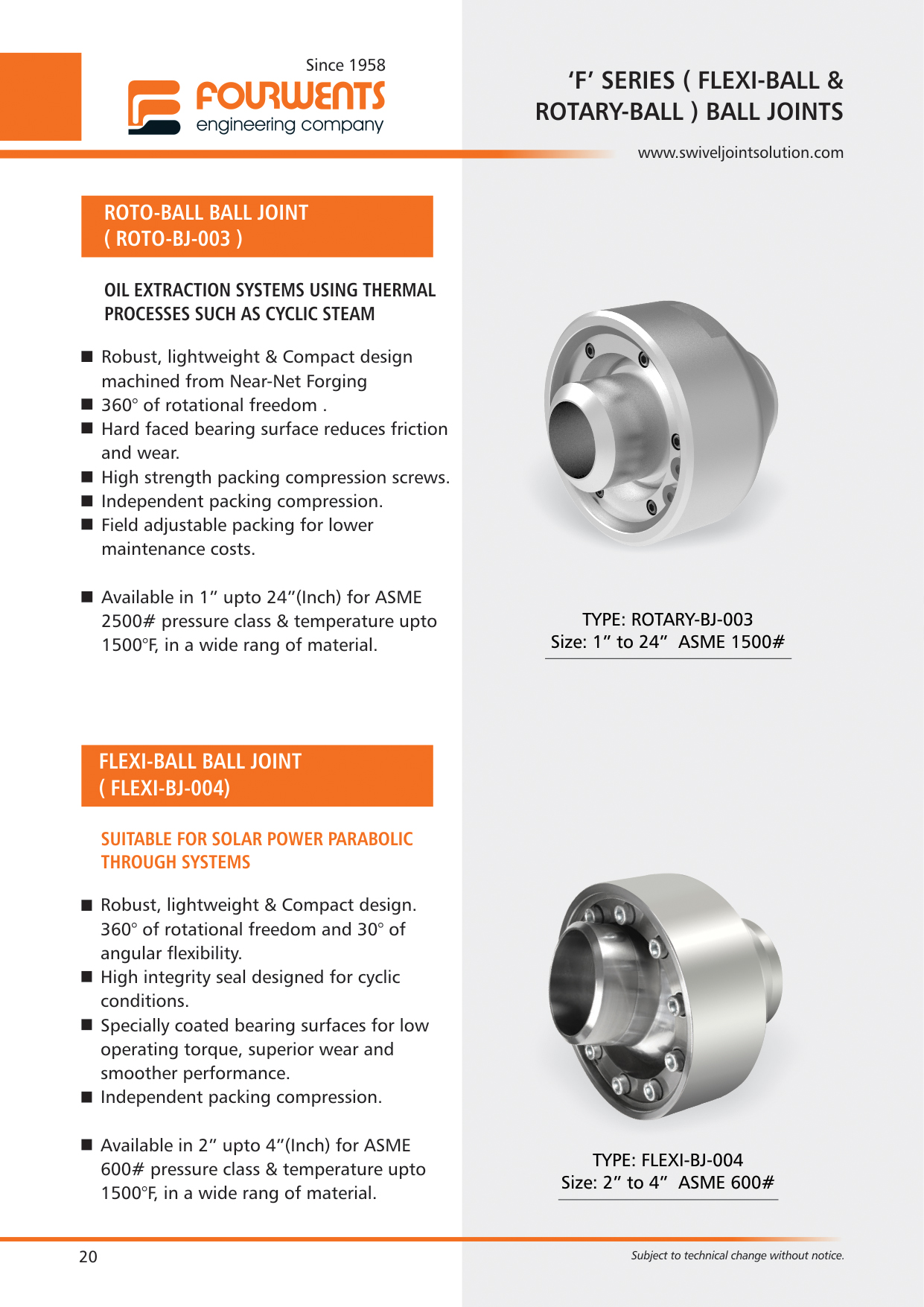 Swivel ball joints for Aph soot blower system - Barco swivel ball joints